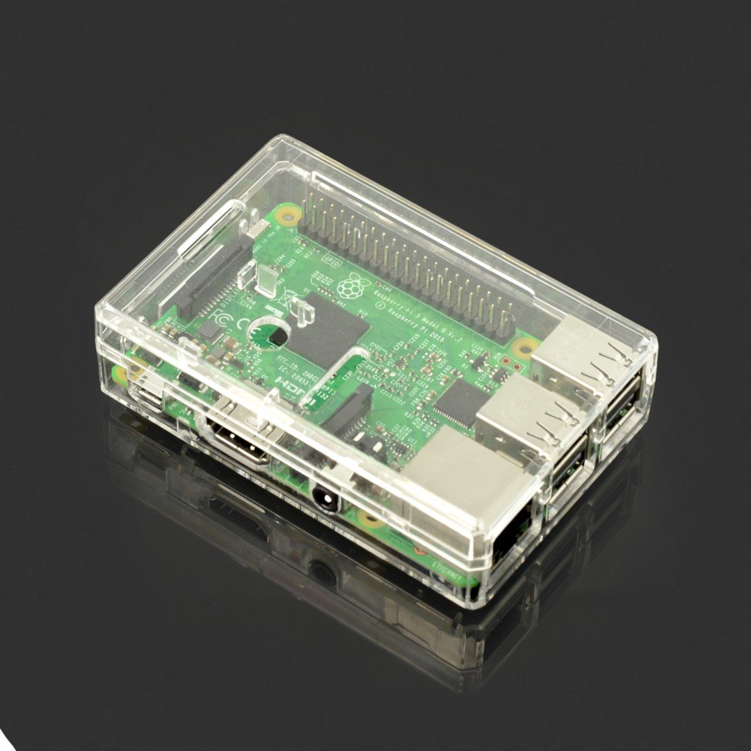 Case Raspberry Pi Model 3B+/3B/2B- transparent Botland - Robotic Shop