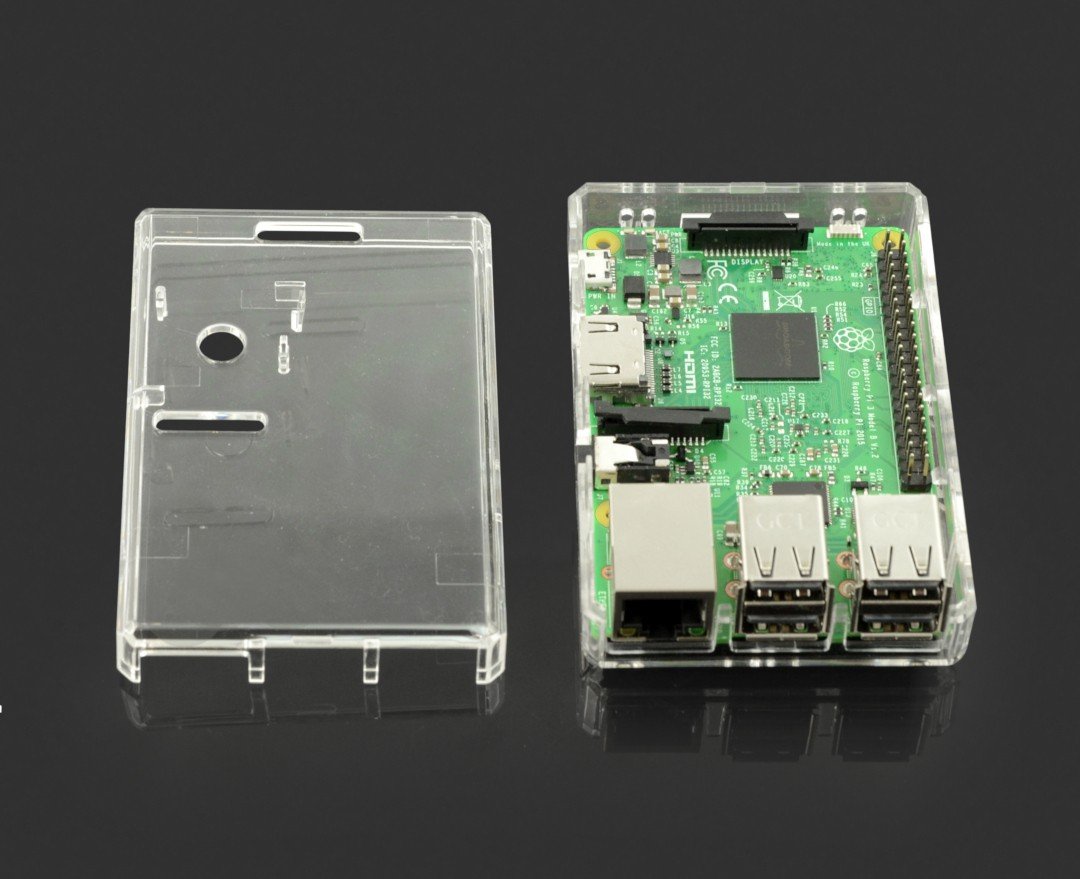 Case Raspberry Pi Model 3B+/3B/2B- transparent Botland - Robotic Shop
